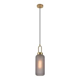 Pharao24.de Glas Pendelleuchte in Grau Messingfarben