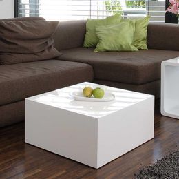 Pharao24.de Wohnzimmertisch in Block Optik Wei&szlig; Hochglanz
