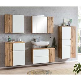 Pharao24.de Badezimmerm&ouml;bel Set 5-teilig in modernem Design LED Beleuchtung (f&uuml;nfteilig)