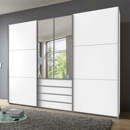 Pharao24.de Wei&szlig;er Kleiderschrank 300 cm in Wei&szlig; Dreh- und Schiebet&uuml;ren