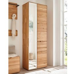 Pharao24.de Garderobenschrank Flurschrank aus Wildeiche Massivholz mit Spiegelt&uuml;r