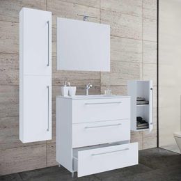 Pharao24.de Modernes Badm&ouml;bel Set weiss inklusive Becken 46 cm tief (vierteilig)