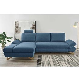 Pharao24.de Sofa Ecke modern blau im Skandi Design verstellbaren Armlehnen