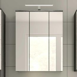 Pharao24.de Badschrank Spiegel Korpus Rauchsilber Variante mit LED Beleuchtung