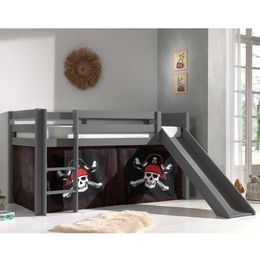Pharao24.de Piraten Hochbett mit Rutsche und Leiter Grau