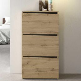 Pharao24.de Schuhklappenschrank in Wildeichefarben und Schwarz 65 cm breit