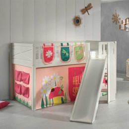 Pharao24.de Kinder Halbhochbett mit Blumen Motiv Leiter