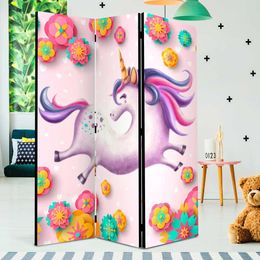 Pharao24.de Kinder Raumteiler mit Einhorn Motiv Bunt