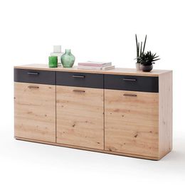 Pharao24.de T&uuml;ren Sideboard in Eichefarben und Anthrazit 180 cm breit