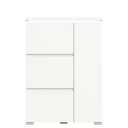 Pharao24.de Schuh Schrank weiss modern mit drei Schuhklappen einer T&uuml;r
