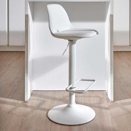 Pharao24.de Barstuhl Set Wei&szlig; durch Gasdruck h&ouml;henverstellbar 60 cm Sitzh&ouml;he (2er Set)