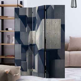 Pharao24.de Paravent in Blau und Grau Mauer Motiv