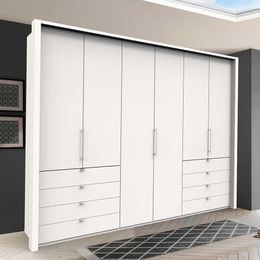 Pharao24.de Schlafzimmerkleiderschrank in Wei&szlig; drei Faltt&uuml;ren und acht Schubladen