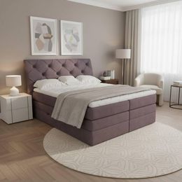 Pharao24.de Boxspringbett Stauraumbett in Mauve mit Bettkasten