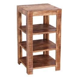 Pharao24.de Regal Massiv in Mangoholz Naturfarben 80 cm hoch