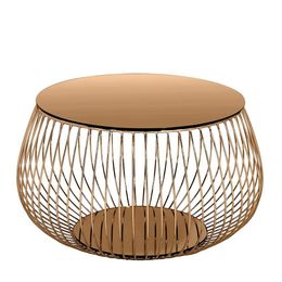 Pharao24.de Wohnzimmer Tisch in Rosegold Glas und Metall