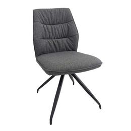Pharao24.de Moderne Polster St&uuml;hle in Grau Webstoff Gestell aus Metall (2er Set)