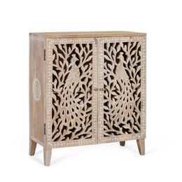 Pharao24.de Landhauskommode Holzkommode handbemalt mit Vogel Motiv