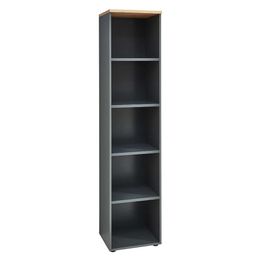 Pharao24.de Ordnerregal hoch in Dunkelgrau & Wildeichefarben 45 cm breit