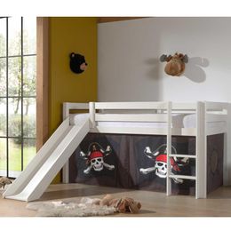 Pharao24.de Kinder Spielbett Pirat in Wei&szlig; Leiter und Rutsche