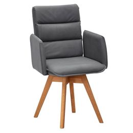 Pharao24.de Polsterstuhl Armlehnstuhl in Dunkelgrau aus Microfaser