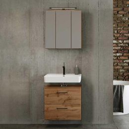 Pharao24.de G&auml;ste Toilette Badm&ouml;bel in Wildeichefarben 60 cm breit (zweiteilig)