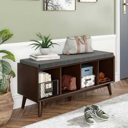 Pharao24.de Flursitzbank in Walnussfarben und Grau Retro Stil