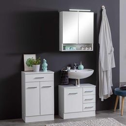 Pharao24.de Badezimmerm&ouml;bel Set in Wei&szlig; 110 cm breit (dreiteilig)