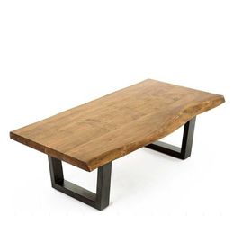Pharao24.de Sofa Tisch mit Baumkante aus Akazie Massivholz & Metall Industry und Loft Stil