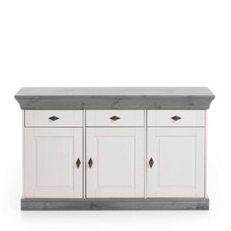 Pharao24.de Kiefer Sideboard in Wei&szlig; Grau Landhaus