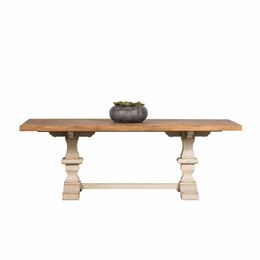 Pharao24.de Esszimmertisch in Creme Wei&szlig; Teakholz furniert