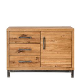 Pharao24.de Kommode Massivholz Dielenkommode in Wildeichefarben 107 cm breit