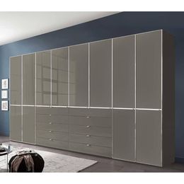 Pharao24.de Kleiderschrank Schlafzimmerschrank mit zehn Schubladen - Front glasbeschichtet