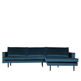 Pharao24.de Ecksofa in Blau Samt 45 cm Sitzh&ouml;he