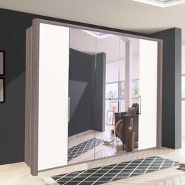 Pharao24.de Spiegelt&uuml;renschrank in Wei&szlig; Eiche Tr&uuml;ffelfarben