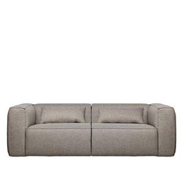 Pharao24.de Dreier Sofa in Hellgrau Webstoff Armlehnen