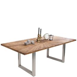 Pharao24.de Designertisch aus Teak Recyclingholz und Stahl Loft Style