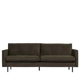 Pharao24.de Wohnzimmercouch in Dunkelgr&uuml;n Samt Retro Look