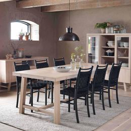 Pharao24.de Esszimmertisch in Eiche White Wash massiv in Holz White Wash 220x76x95 cm Pharao24