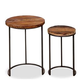 Pharao24.de Beistelltisch Set 2teilig im Industry und Loft Stil 60 cm hoch (zweiteilig)