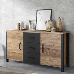Pharao24.de Industriestil Sideboard mit drei Schubladen 147 cm breit