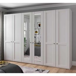Pharao24.de Kleiderschrank 6 T&uuml;ren wei&szlig; im Landhausstil 300 cm breit