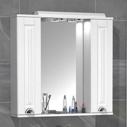 Pharao24.de XL Spiegelschrank wei&szlig; im Landhausstil LED Beleuchtung