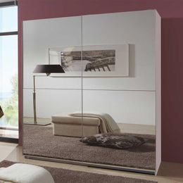 Pharao24.de Schwebet&uuml;renschrank Wei&szlig; Spiegelfront 179 cm breit 198 cm hoch