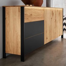 Pharao24.de Wildeiche Sideboard aus Massivholz drei Schubladen und zwei T&uuml;ren