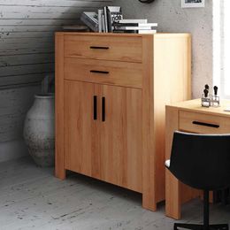 Pharao24.de Wohnzimmer Highboard aus Kernbuche Massivholz 2 t&uuml;rig