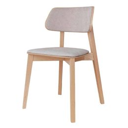 Pharao24.de Kuechenstuhl Set modern in Beige Gestell aus Massivholz Buche (2er Set)