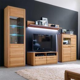 Pharao24.de TV Wand in Kernbuchefarben ge&ouml;lt (vierteilig)