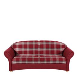 Pharao24.de Rot kariertes Dreisitzer Sofa im Landhausstil 202 cm breit