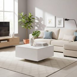 Pharao24.de Couchtisch in Silberfarben und Wei&szlig; 60 cm breit